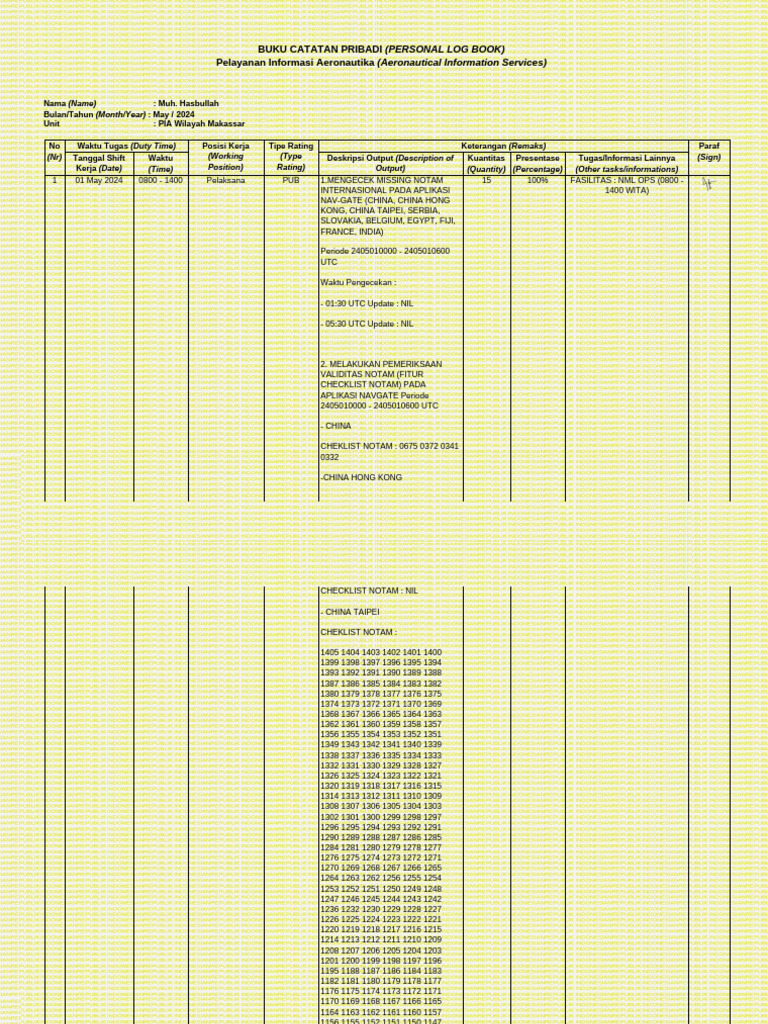 MH Logbook May 2024 | PDF