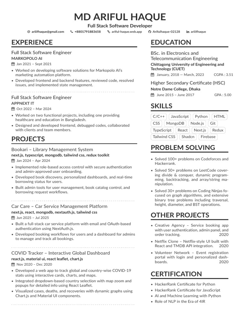 MD Ariful Haque - Resume | PDF | Software | Computing