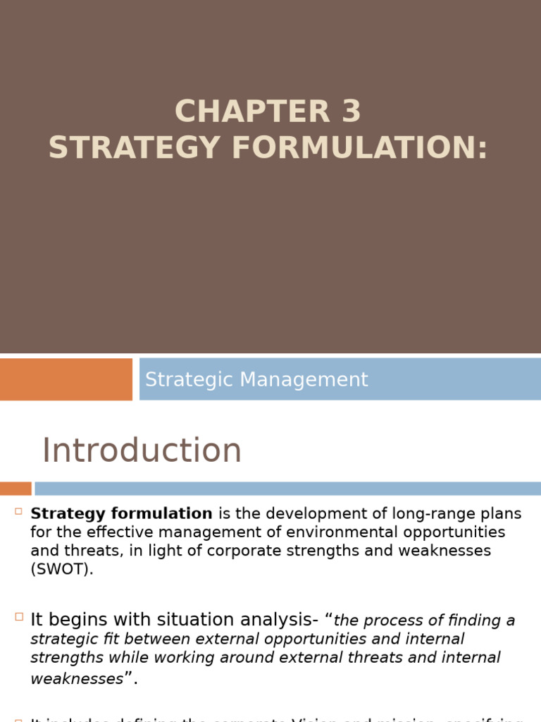 CHAPTER 3-Strategy Formulation | PDF | Goal | Strategic Management