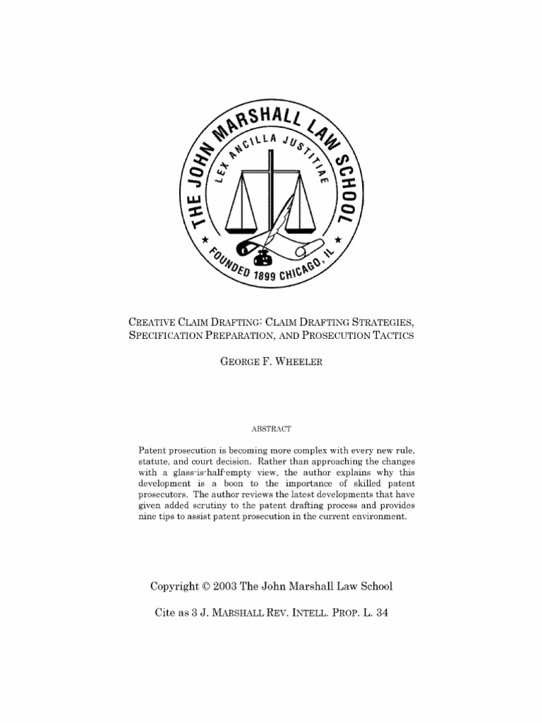 Creative Claim Drafting - Claim Drafting Strategies Specification | PDF ...
