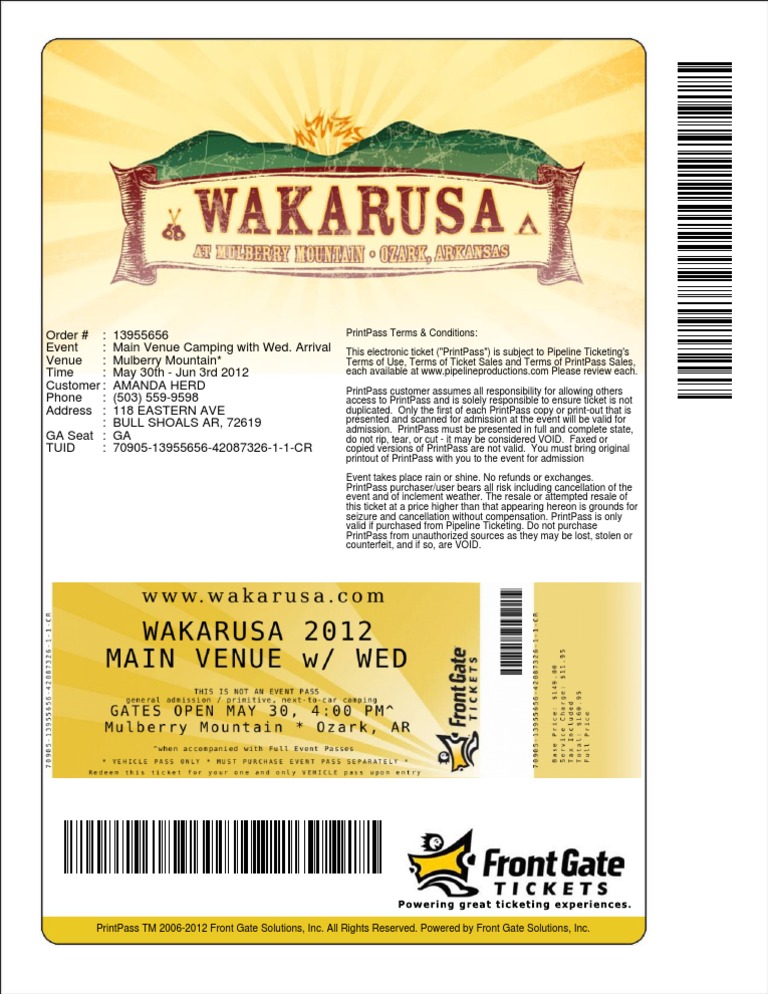 PrintPass Ticketing Terms & Conditions | PDF