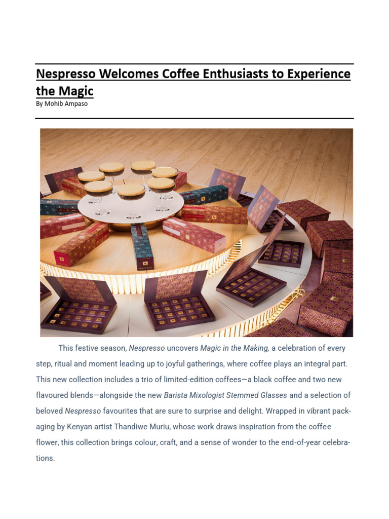 Nespresso Welcomes Coffee Enthusiasts To Experience The Magic | PDF ...