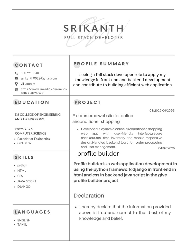 Minimalist White and Grey Professional Resume | PDF