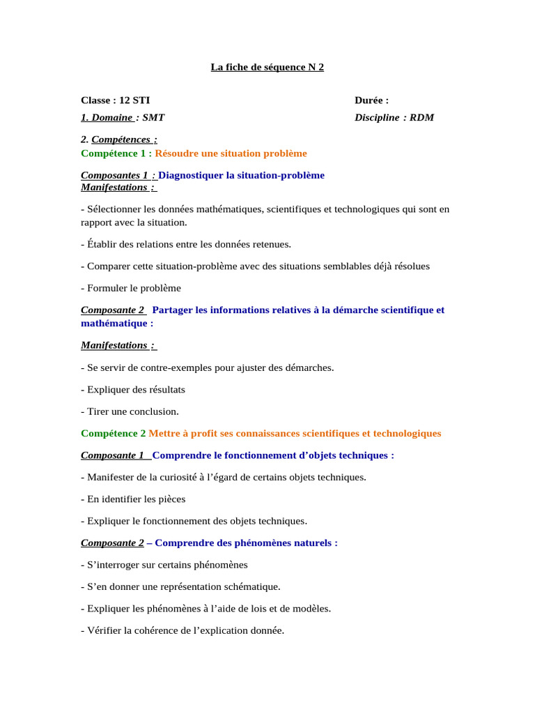 Fiche de Séquence N1 (RDM) | PDF | Flexion (matériau) | Mécanique ...