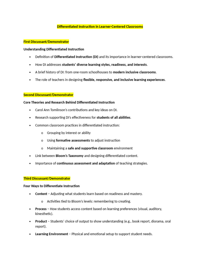 Differentiated Instruction in Learner | PDF
