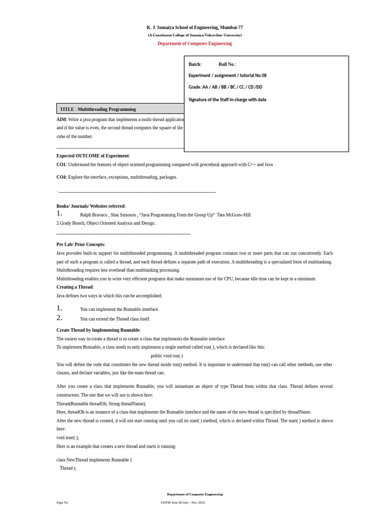 OOPM Exp8 | PDF | Class (Computer Programming) | Method (Computer Programming)