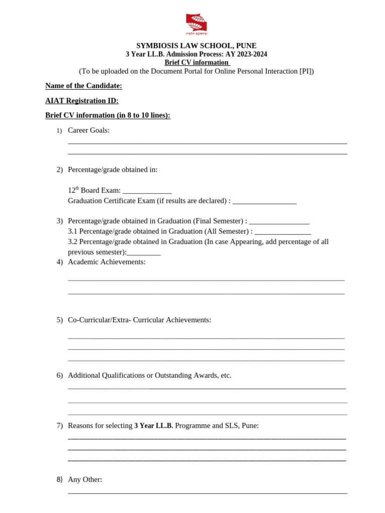 Symbiosis Law School LL.B. Admission Guide | PDF