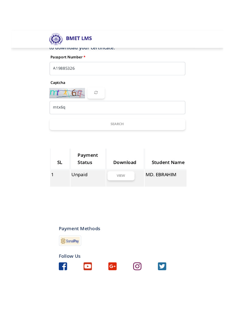 BMET LMS Certificate Download Guide | PDF