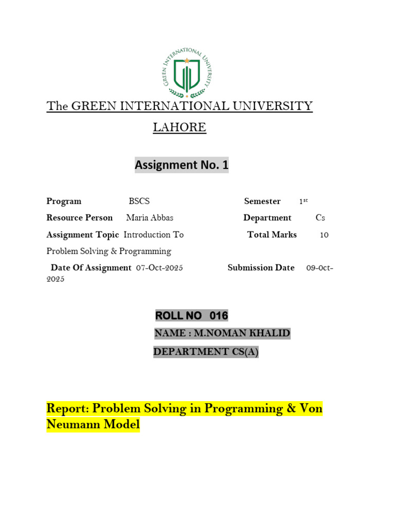 PF Assigment 01 | PDF | Central Processing Unit | Computer Program