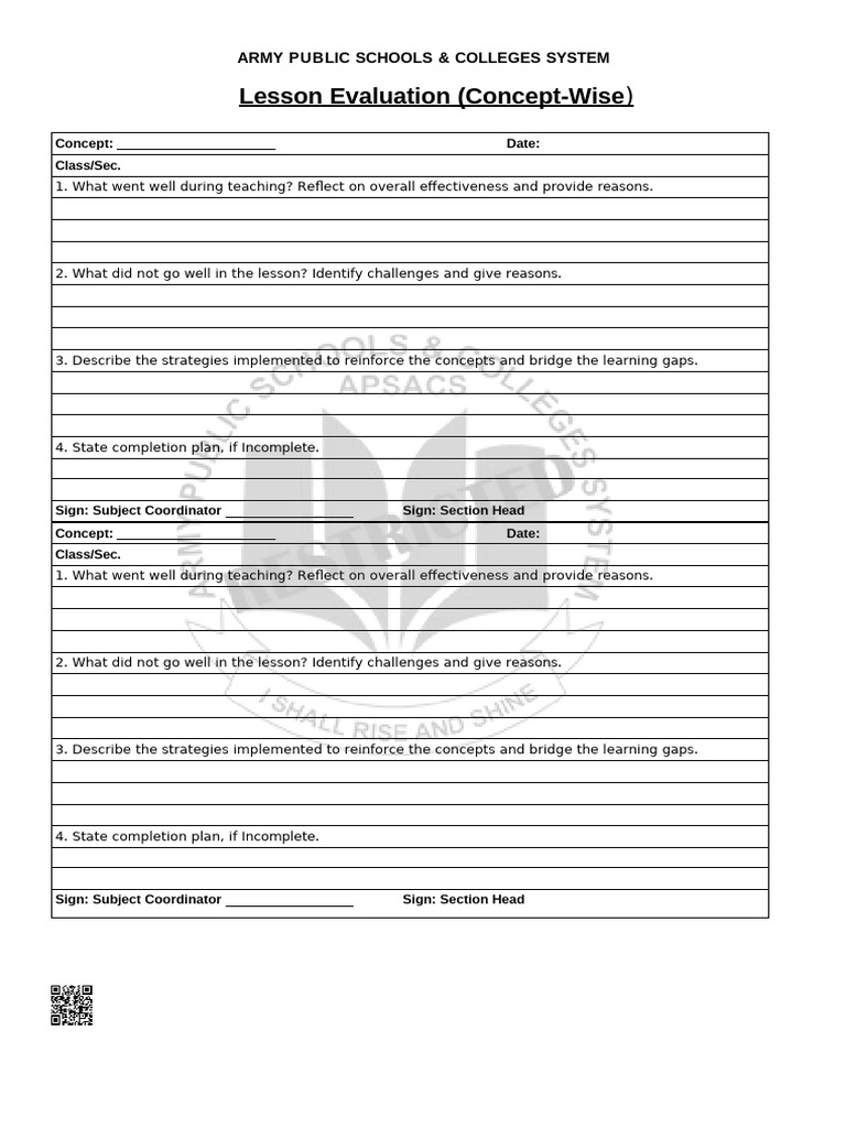 Lesson Evaluation Unit 1 | PDF