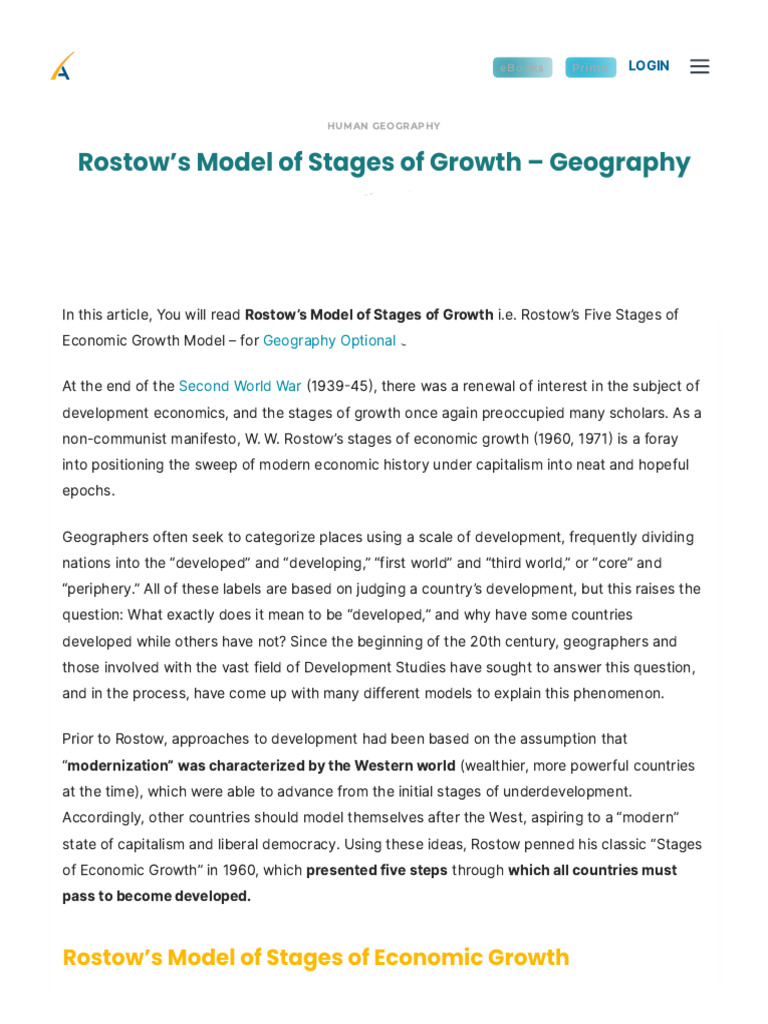 Rostow's Economic Growth Stages Explained | PDF | Economic Growth ...