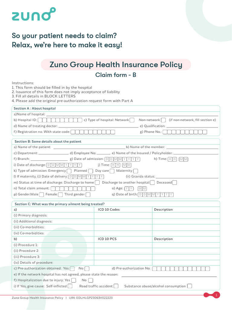 Group Health Claim Form Part-B | PDF | Hospital | Health Care