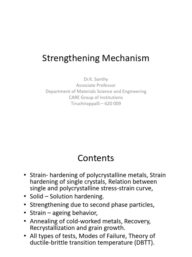 Mechanisms of Metal Strengthening Techniques | PDF | Deformation ...