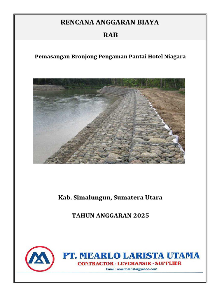 RAB Pemasangan Bronjong Pantai 2025 | PDF