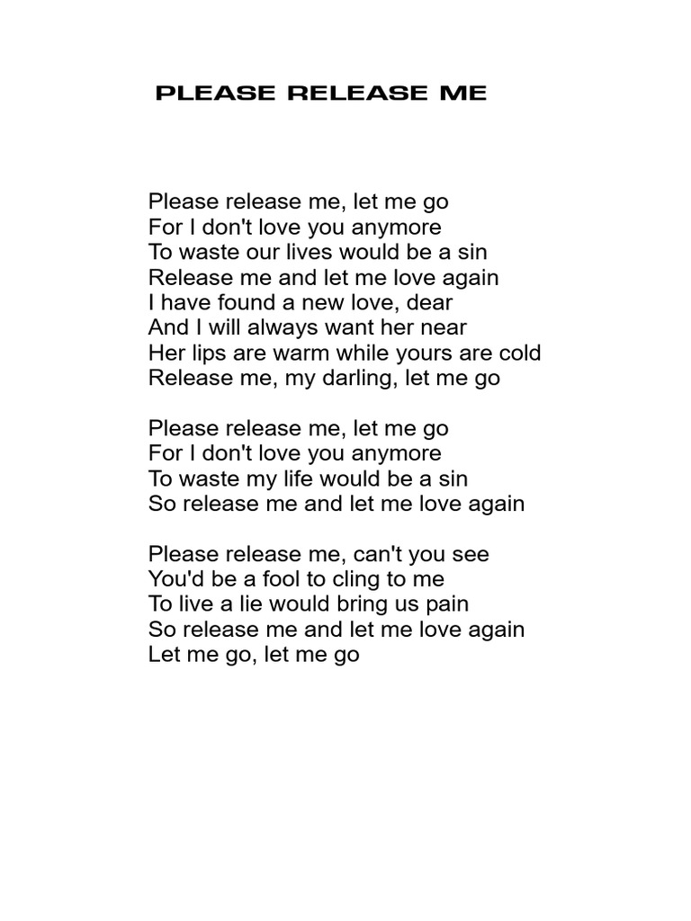 Please Release Me, Let Me Go | PDF