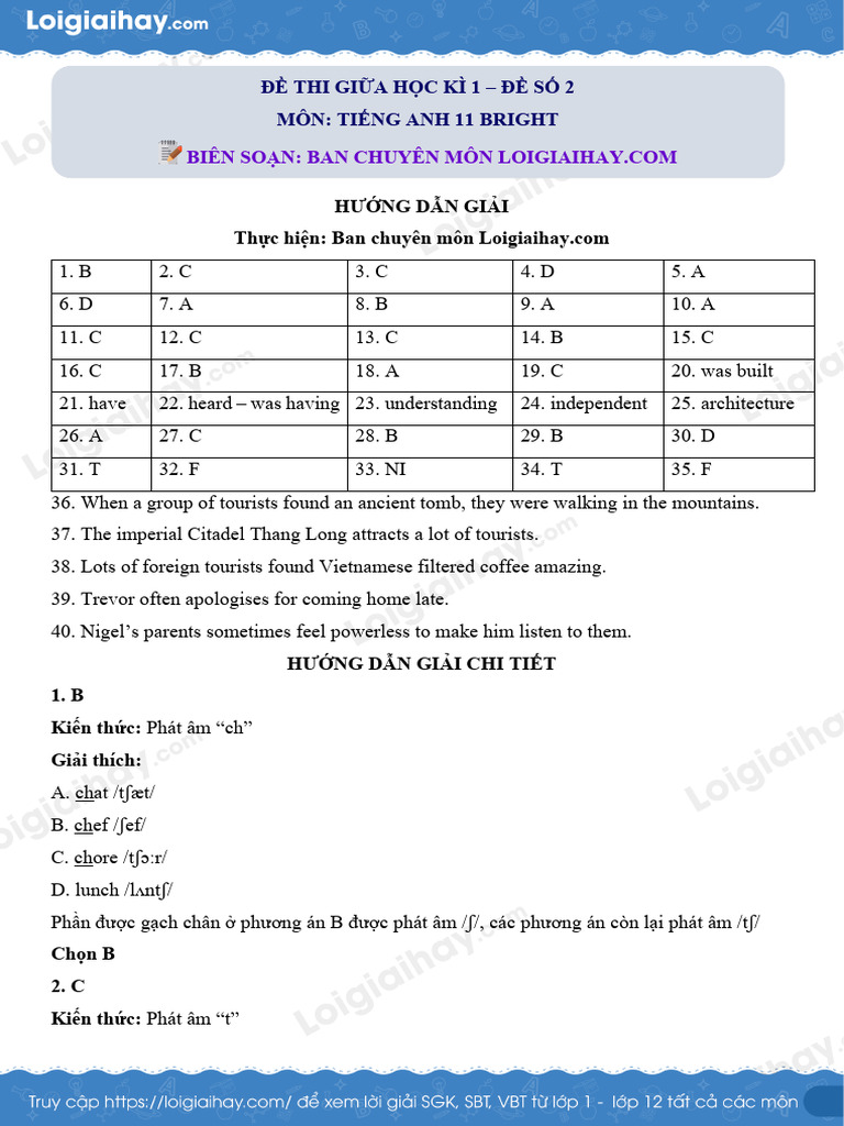 De Thi Giua Ki 1 Tieng Anh 11 Bright de So 2 1697708704 | PDF