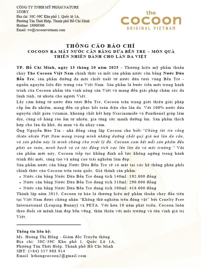Thông Cáo Báo Chí - Nhóm 4 | PDF