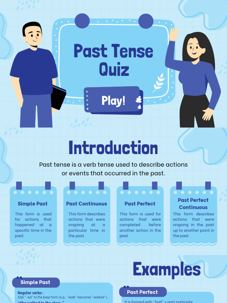 Past tense quiz | PDF | Grammatical Tense | Linguistic Morphology