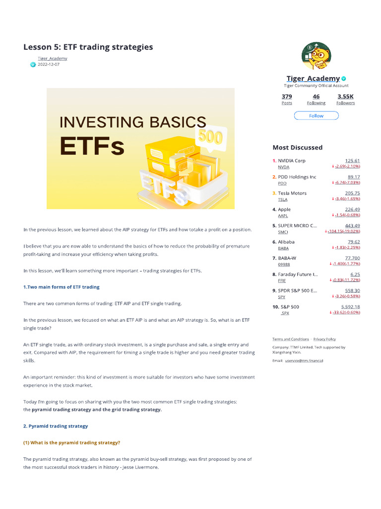 Lesson 5 - ETF Trading Strategies-To The.. | PDF