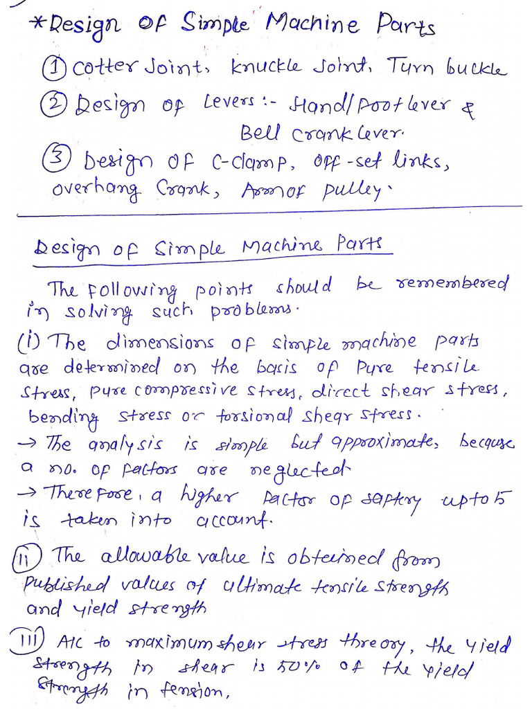 Design of Simple Machine Parts - DIME Notes | PDF | Mechanical ...