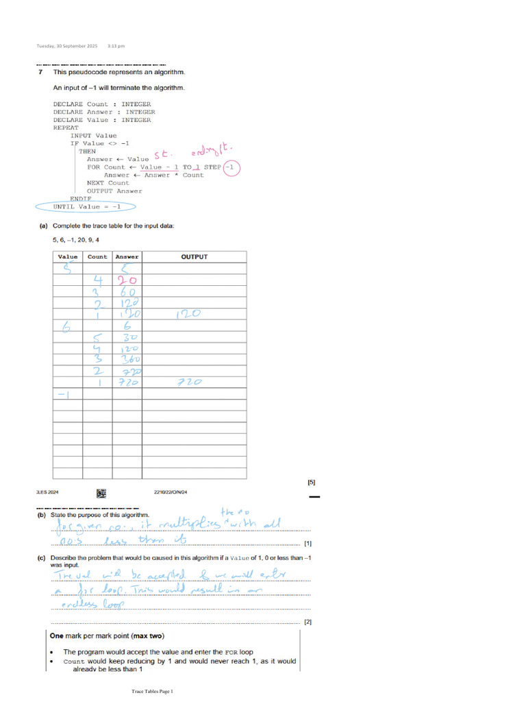 17 Trace Tables | PDF
