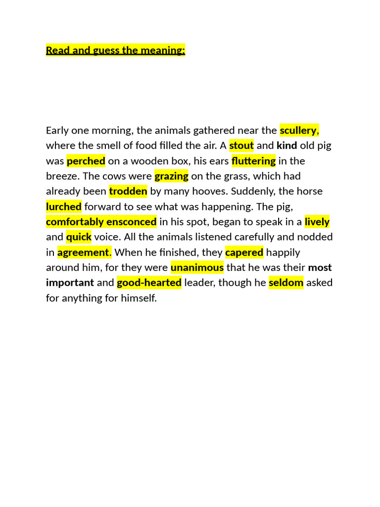 Vocabulary(Animal Farm) | PDF