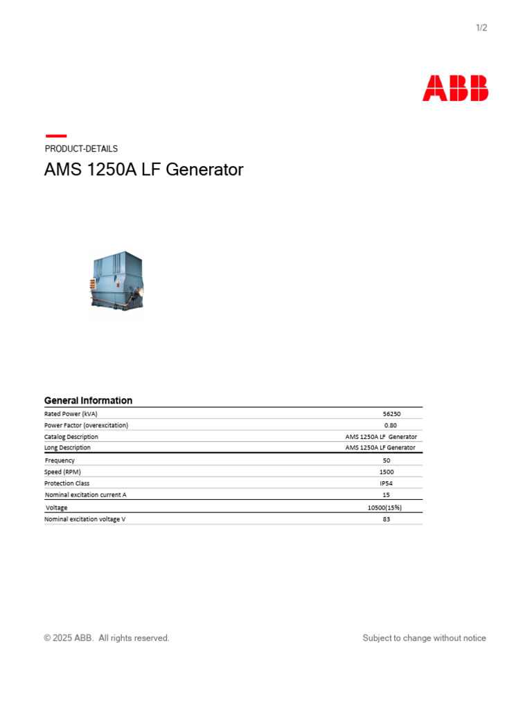 Abb Ams 1250a Datasheet | PDF