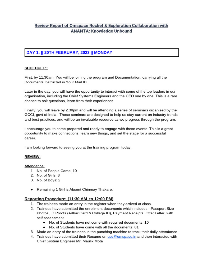 Review Report - Offline Sessions - 20th Feb 2023 | PDF