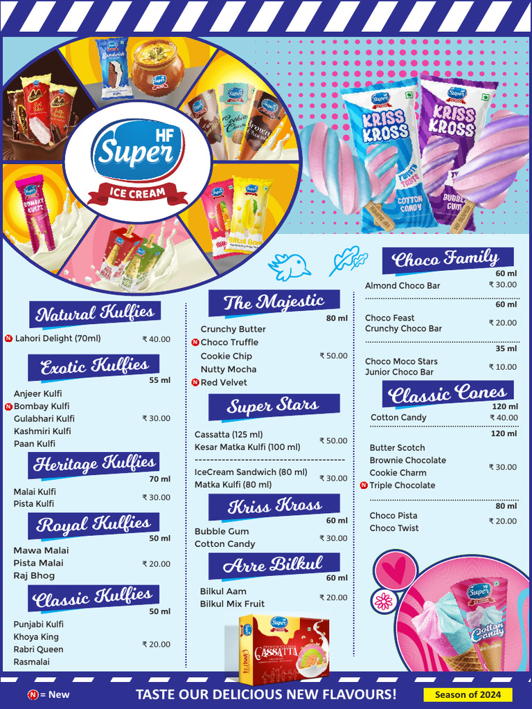 HF Super Ice Cream Price List | PDF | Desserts | Confectionery