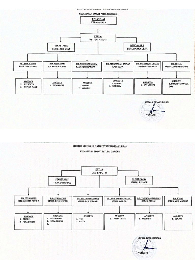 Struktur Tim Pembina Posyandu Desa Kuripan | PDF