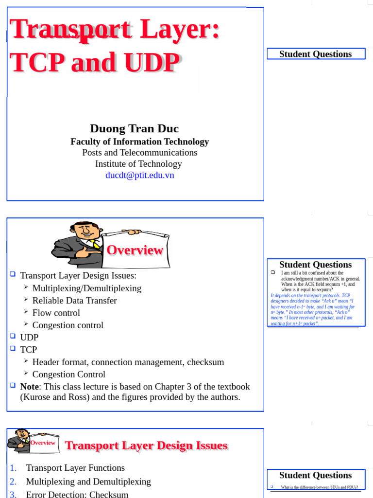 Lec04 Transport Layer | PDF | Transmission Control Protocol | Port (Computer Networking)
