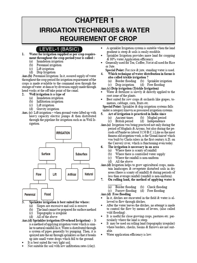 Irrigation Techniques and Crop Water Needs | PDF | Irrigation ...