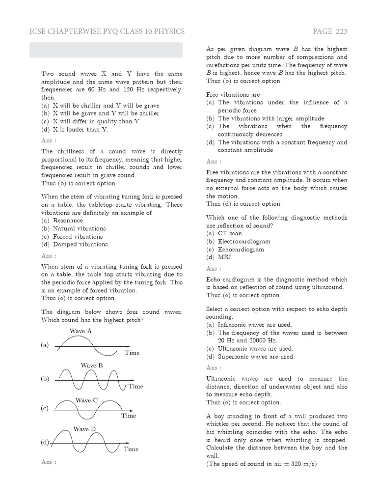 Class 10 Physics Sound MCQs Guide | PDF | Sound | Waves