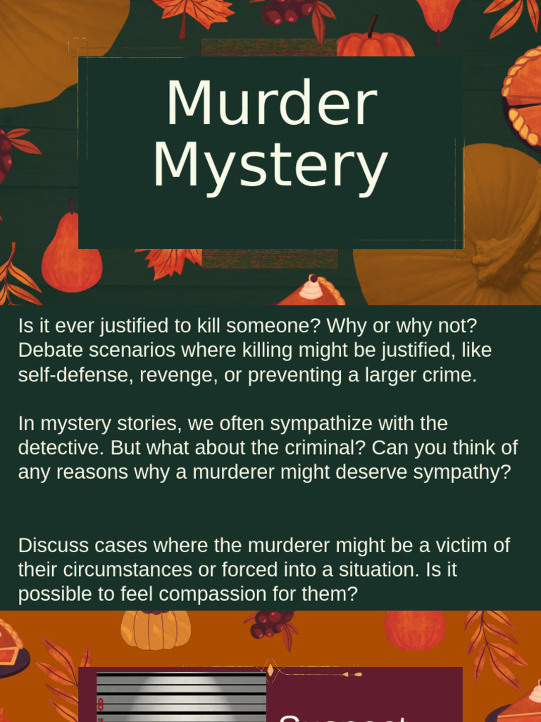 Justifying Murder: A Mystery Debate | PDF | Murder | Pumpkin