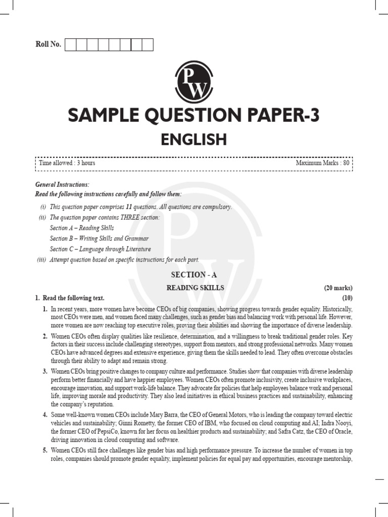 Sample Question Paper-3: English | PDF | Climate Change Mitigation ...