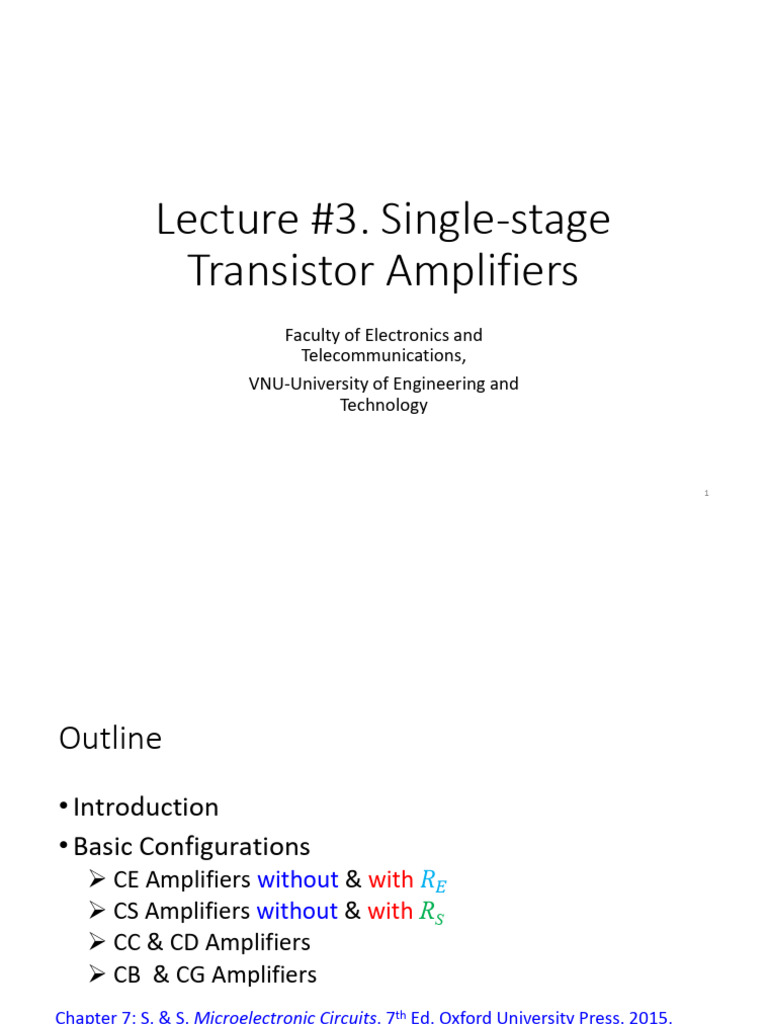Lecture 3. Single-Stage Transistor Amplifiers - Version 4 | PDF ...