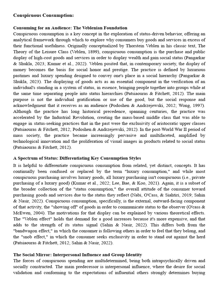Conspicuous Consumption | PDF | Thorstein Veblen | Economies