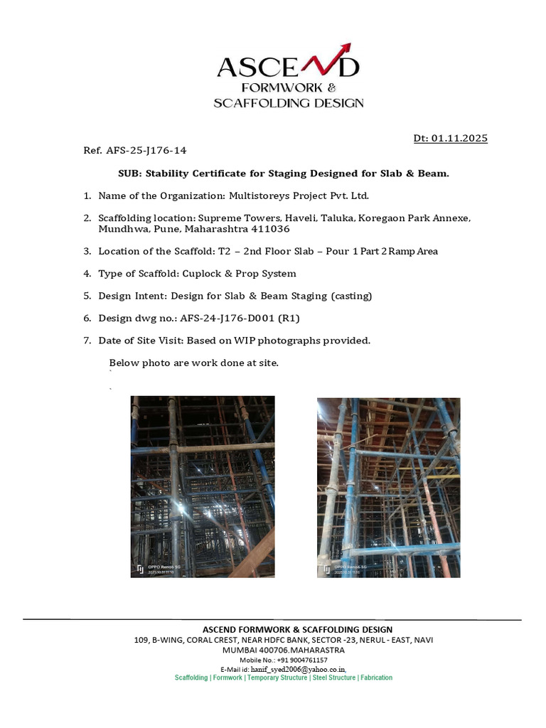 Multistoreys - Stability Certificate 01112025 | PDF