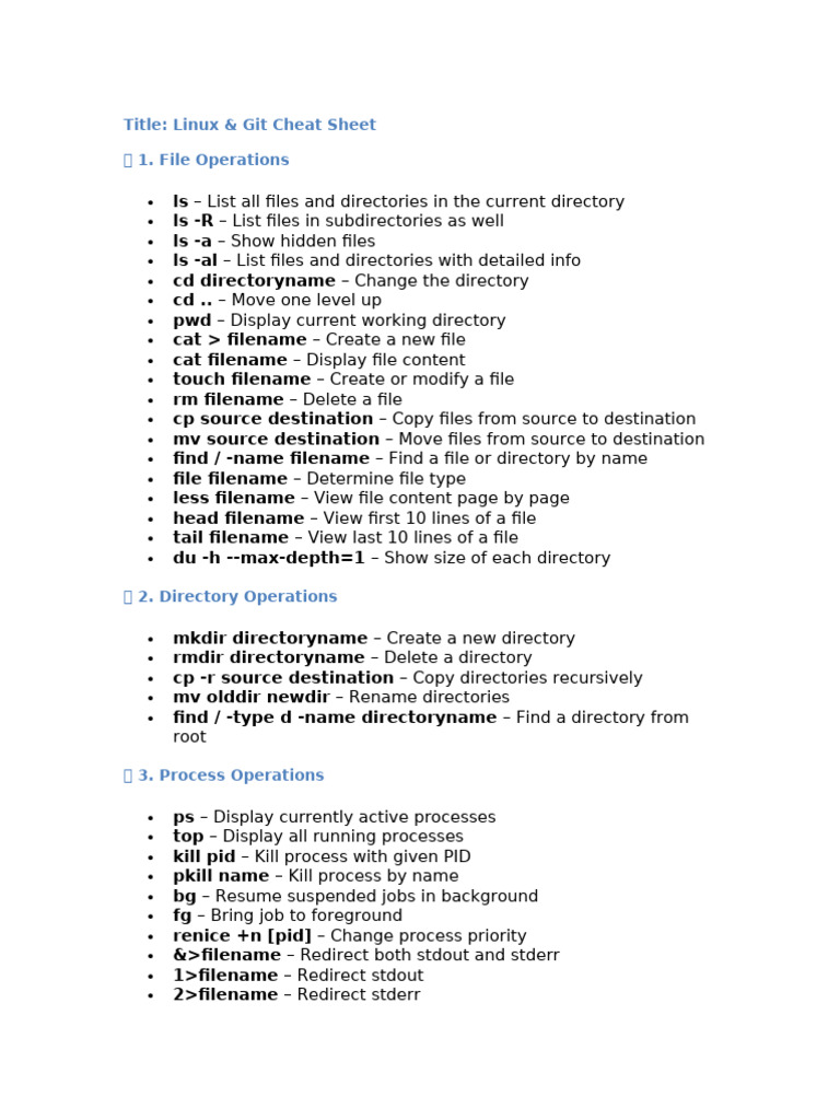 Linux Git Cheat Sheet | PDF | Zip (File Format) | Operating System Technology
