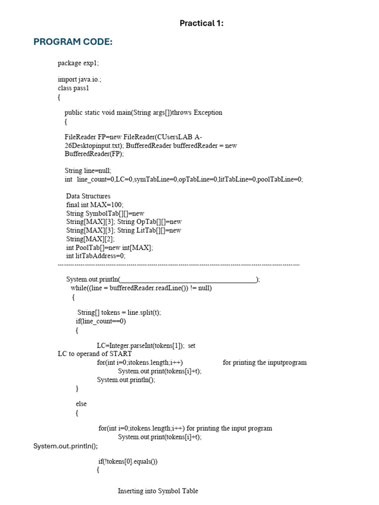 SPOS Practical Code and Output Final | PDF | String (Computer Science) | Computer Science