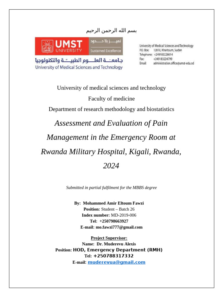 Mohammed Fawzi Thesis | PDF | Pain Management | Emergency Department