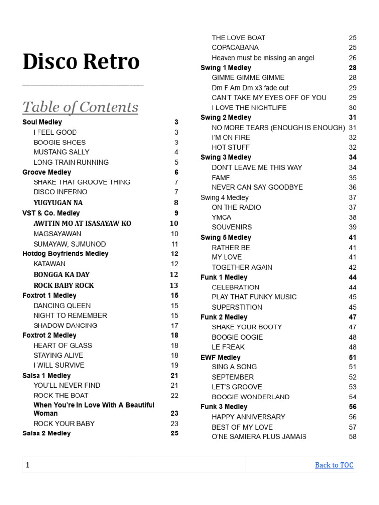 Disco Retro Lineup | PDF | Song Structure | Music Of The African Diaspora