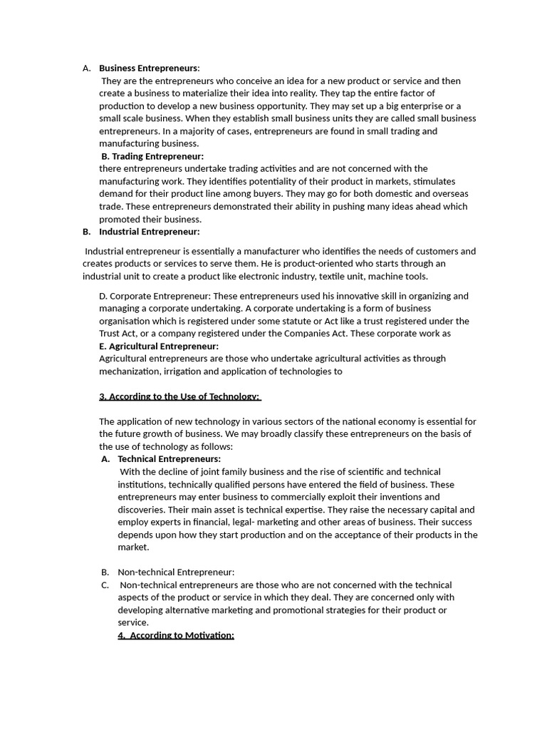 Types of Entrepreneurs Explained | PDF | Entrepreneurship | Economics