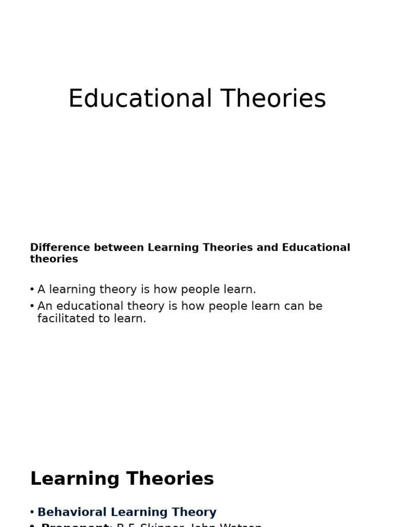 Overview of Key Learning Theories | PDF | Learning | Learning Theory ...
