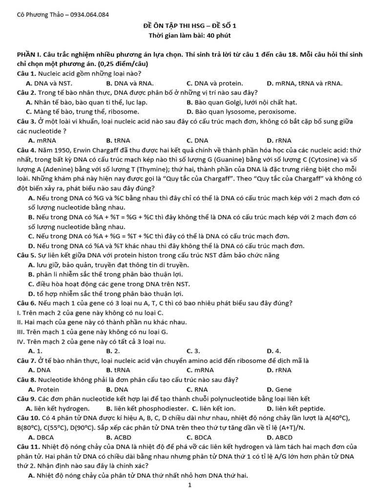 HSG-ĐỀ 1 | PDF