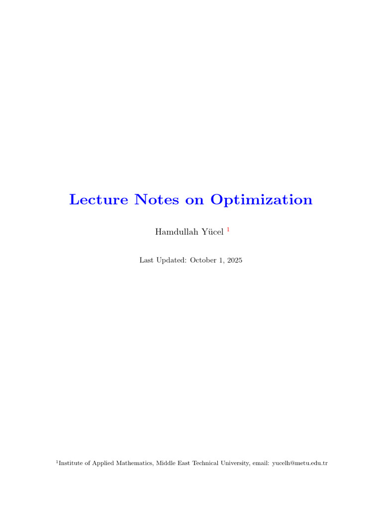 Lecture Notes On Optimization | PDF | Eigenvalues And Eigenvectors ...