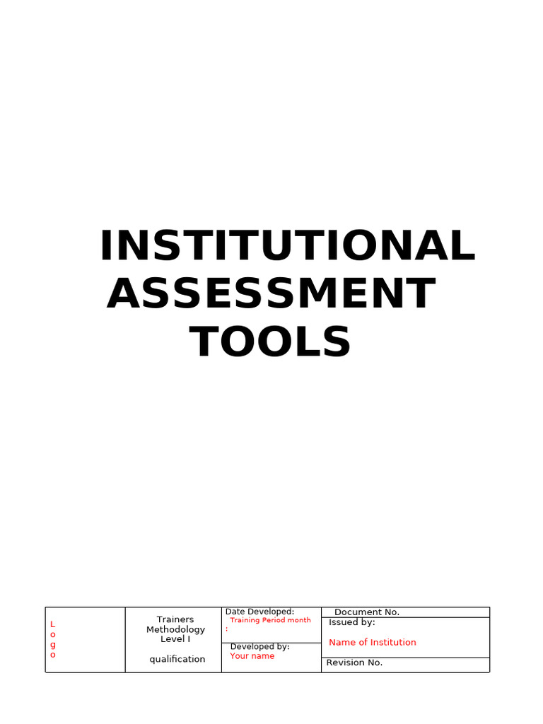 Institutional Assessment Tools Guide | PDF | Multiple Choice | Learning