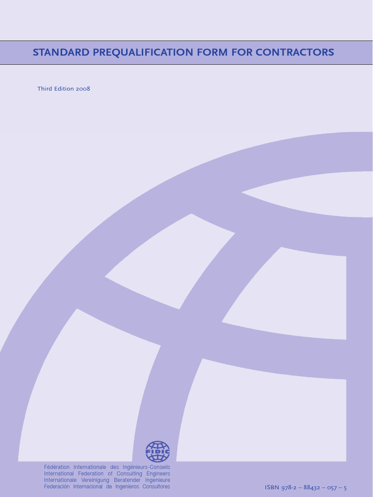 Fidic Standard Prequalification Form For Contractors | PDF | Employment | Joint Venture