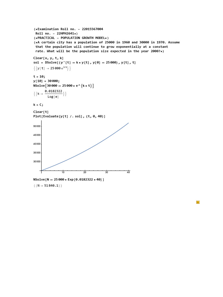 Exponential Population Growth Model | PDF