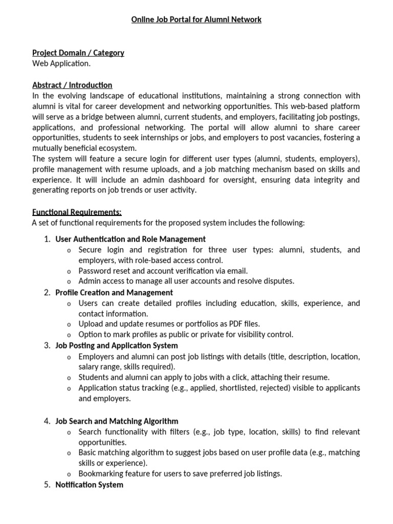 Alumni Job Portal Web Application | PDF | Databases | Web Development